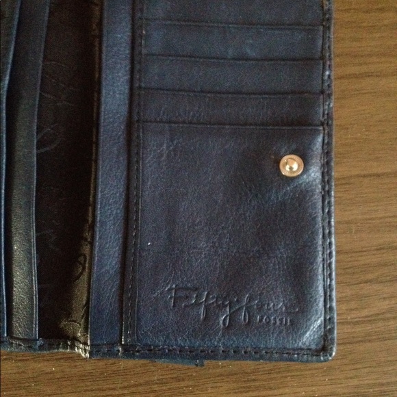 Fossil | Bags | Fossil Leather Wallet Navy Blue | Poshmark